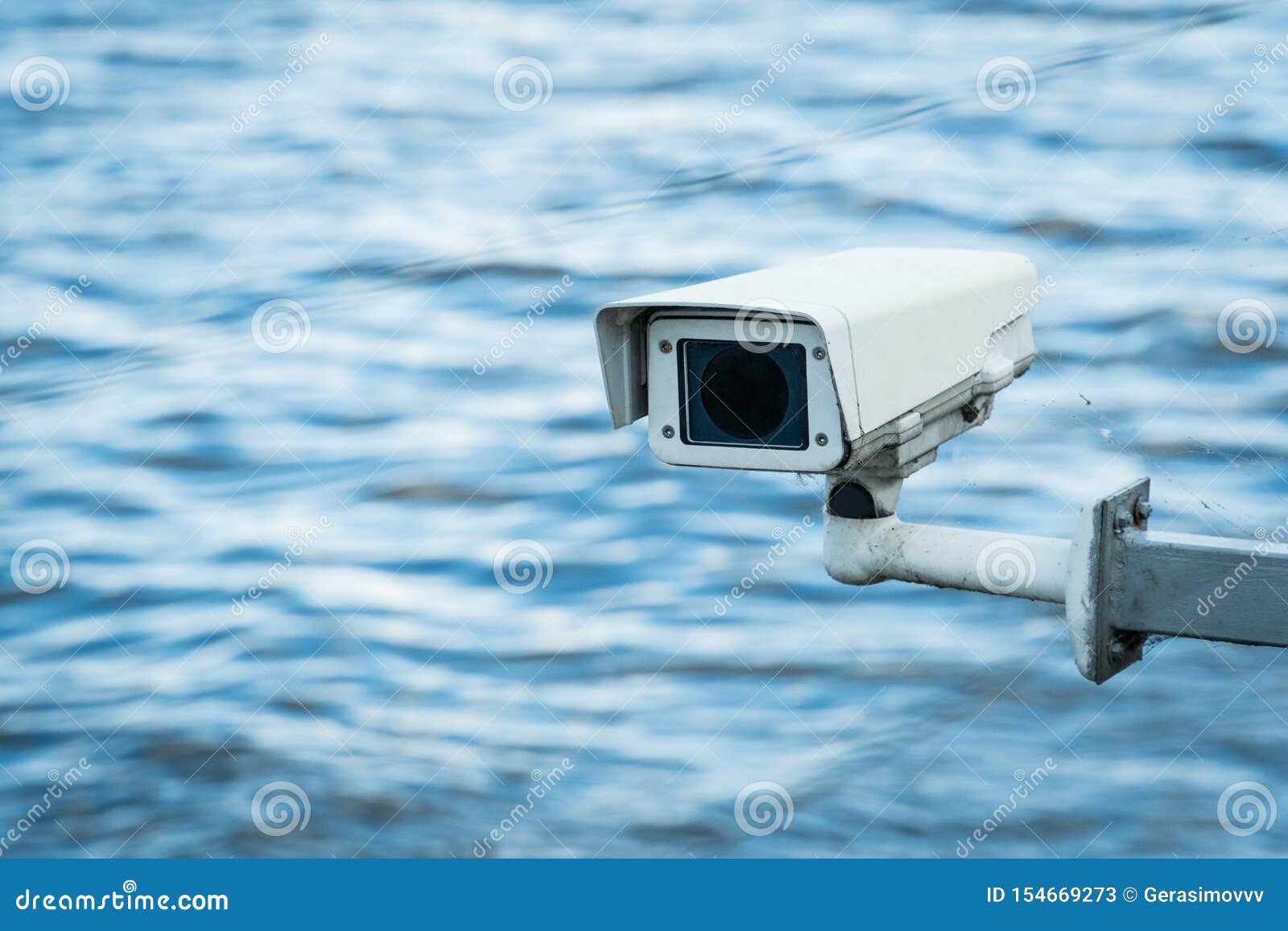 Outdoor Security Camera Over Water Background Stock Image - Image of ...