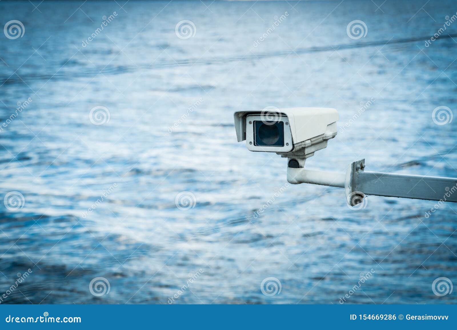Outdoor Security Camera Over Water Background Stock Photo - Image of ...