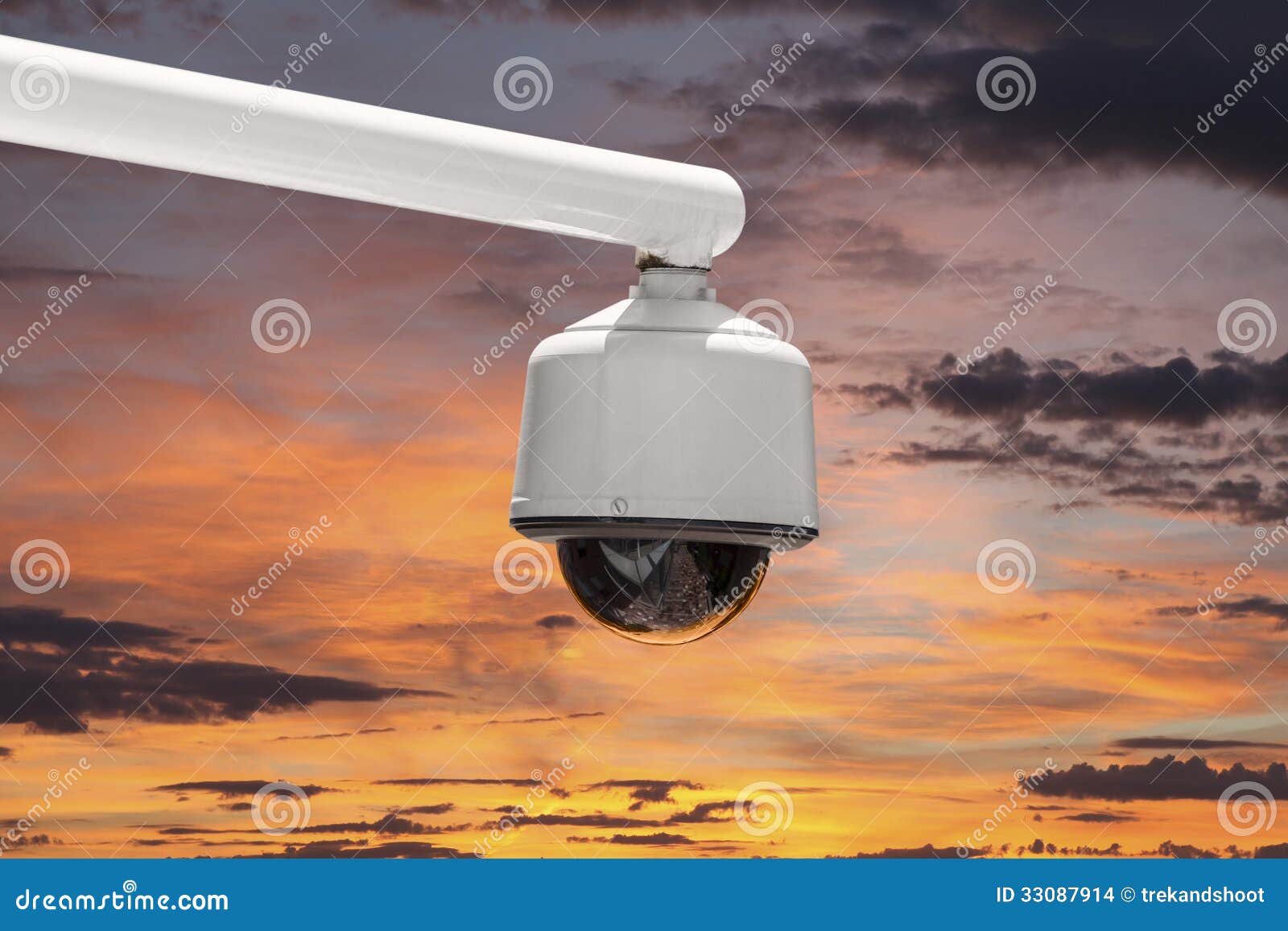Outdoor Security Camera with Sunset Sky Stock Photo - Image of ...