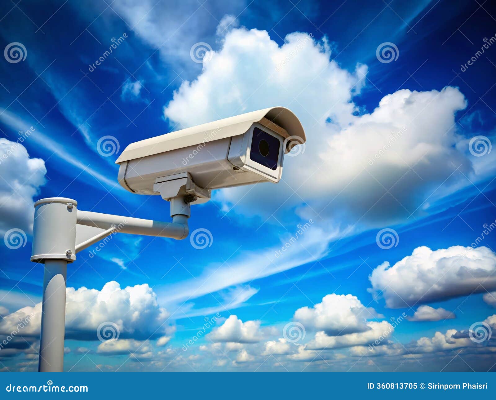 Outdoor Security Camera Surveillance In A Sunny Open Space A ...