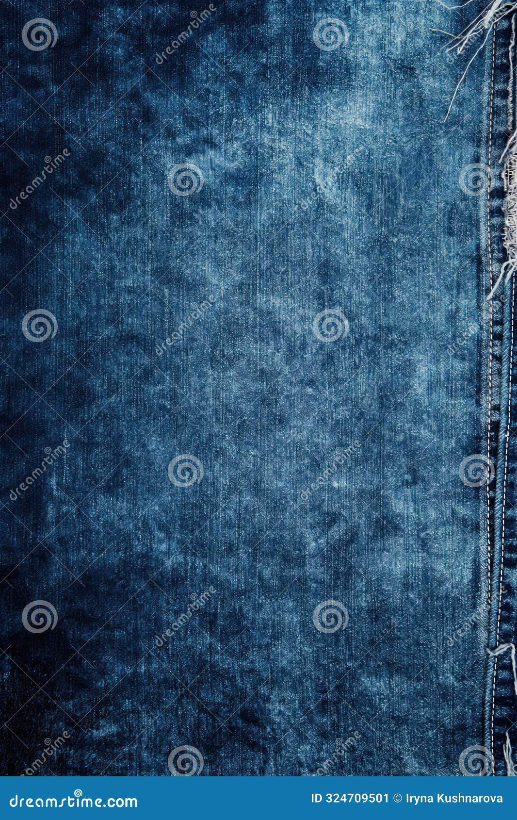 Faded Blue Jeans With Tear On Left Leg Small Stain Near Knee Rough