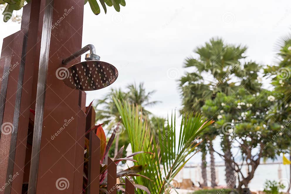Outdoor Shower At Swimming Pool Shower Cabins Behind Outdoor Swim Pool