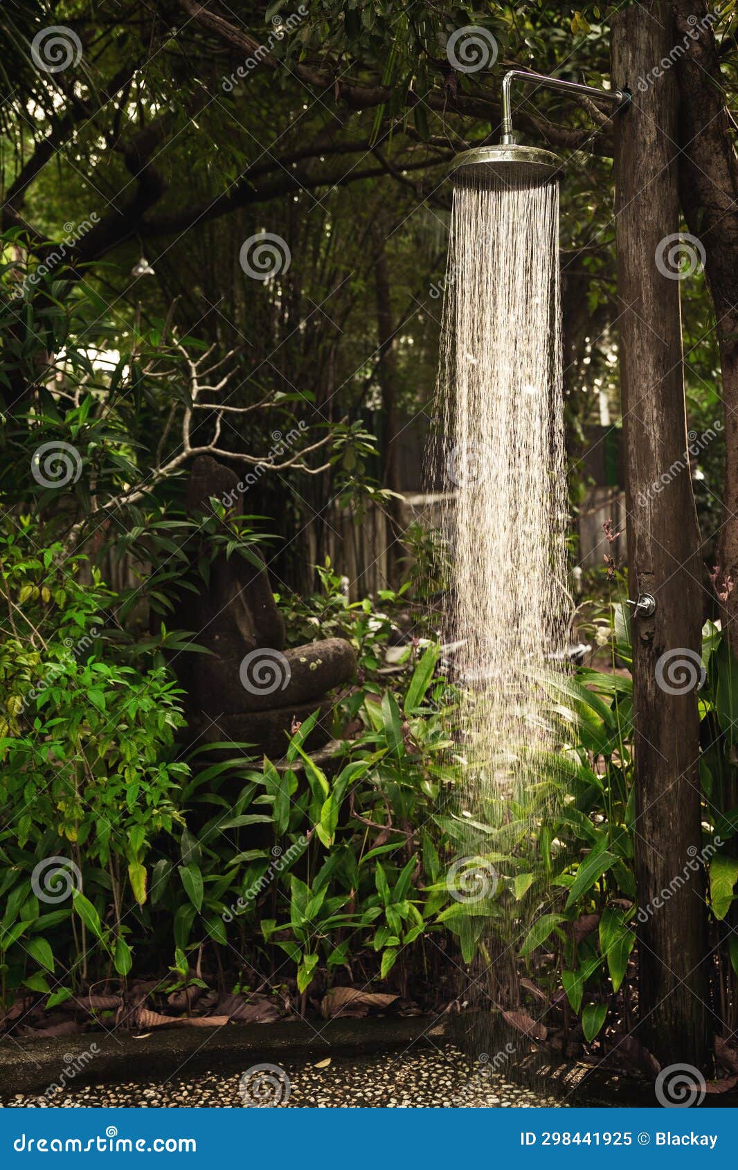 Outdoor Shower in the Tropical Jungle Stock Image - Image of shower ...
