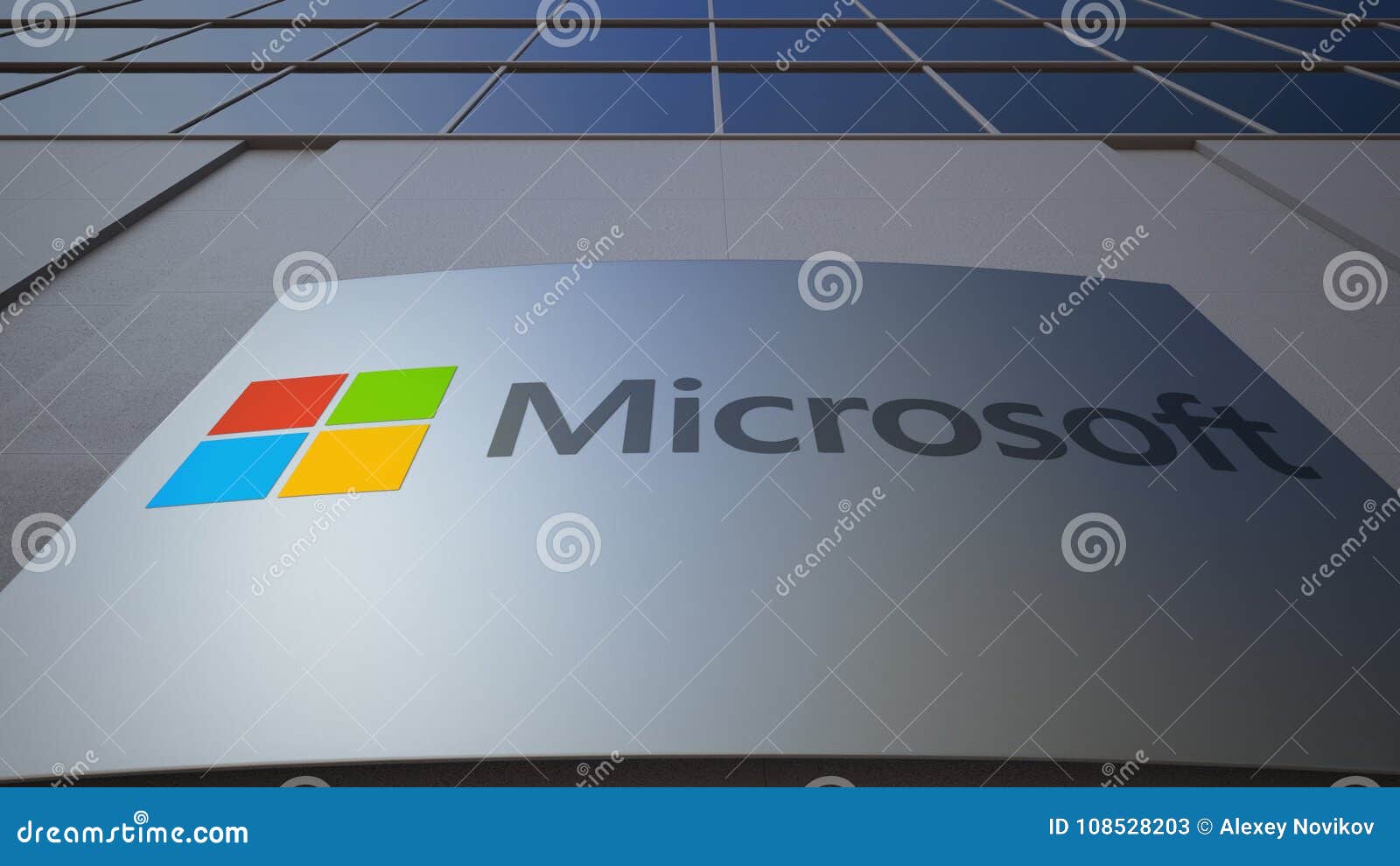 Outdoor Signage Board with Microsoft Logo. Modern Office Building ...