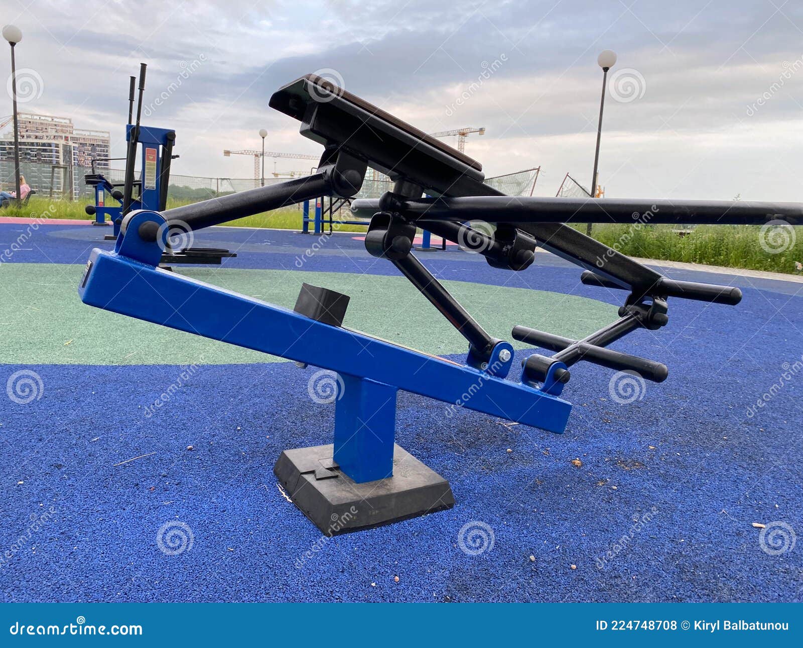 Outdoor Sports Ground with Outdoor Exercise Equipment in the Forest ...