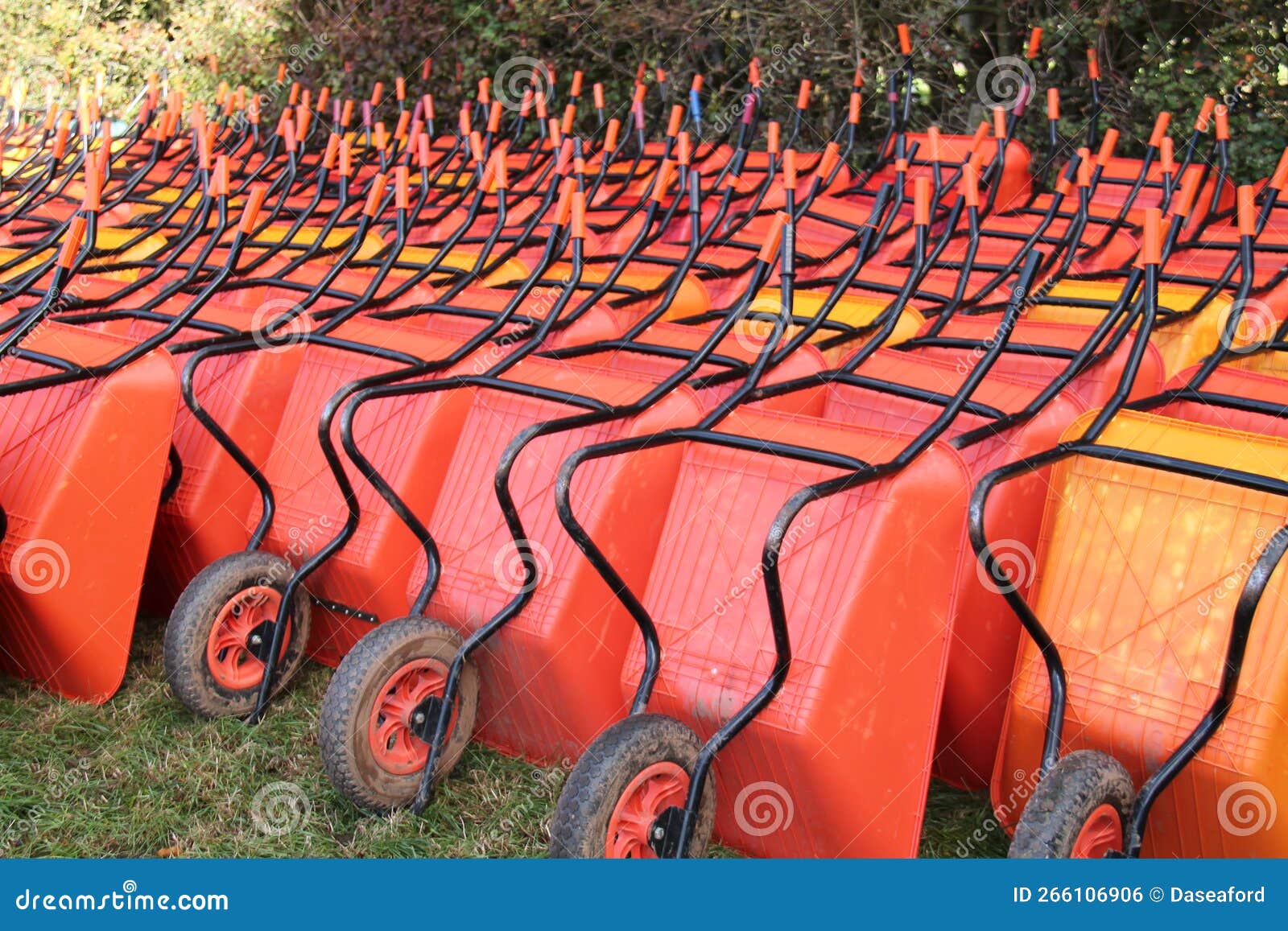 Plastic Garden Wheelbarrows. Stock Photo - Image of background ...
