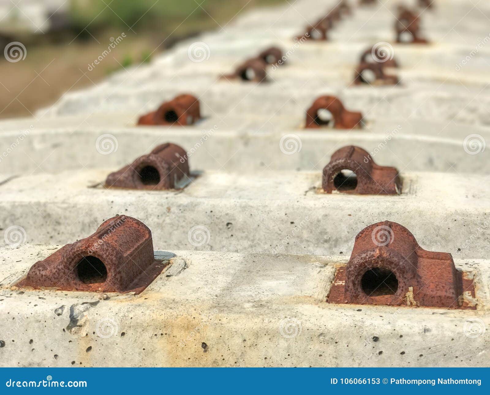 Stack of the Railway Sleepers Concrete Stock Image - Image of metal ...