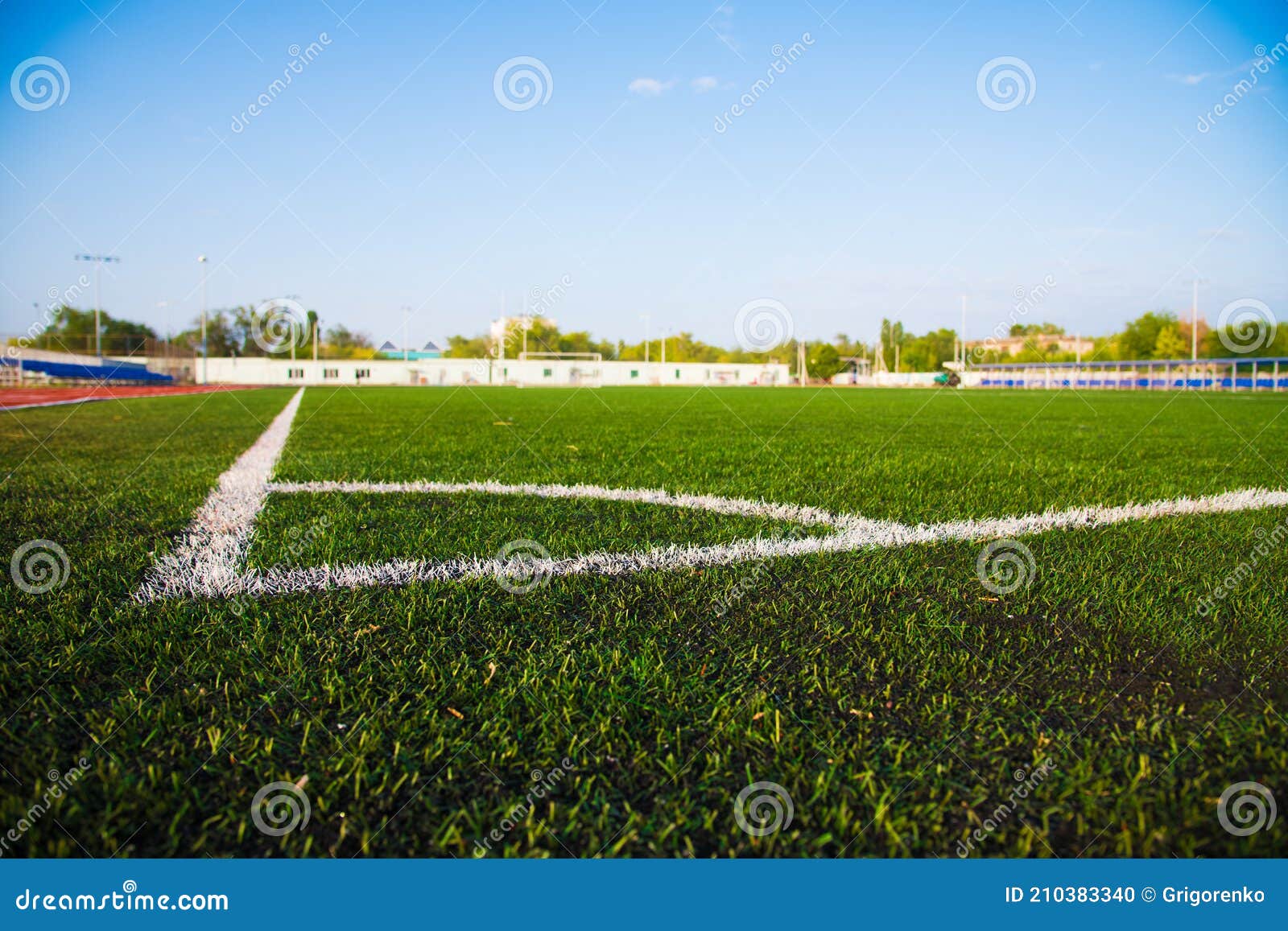 Outdoor Stadium with Green Grass Stock Photo - Image of field, turf ...