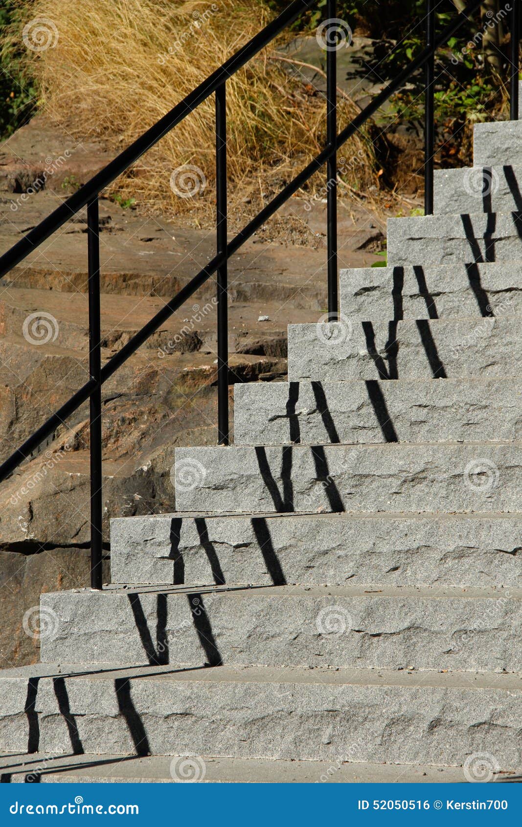 Outdoor Staircase with Shadows from the Handrail Stock Photo - Image of ...