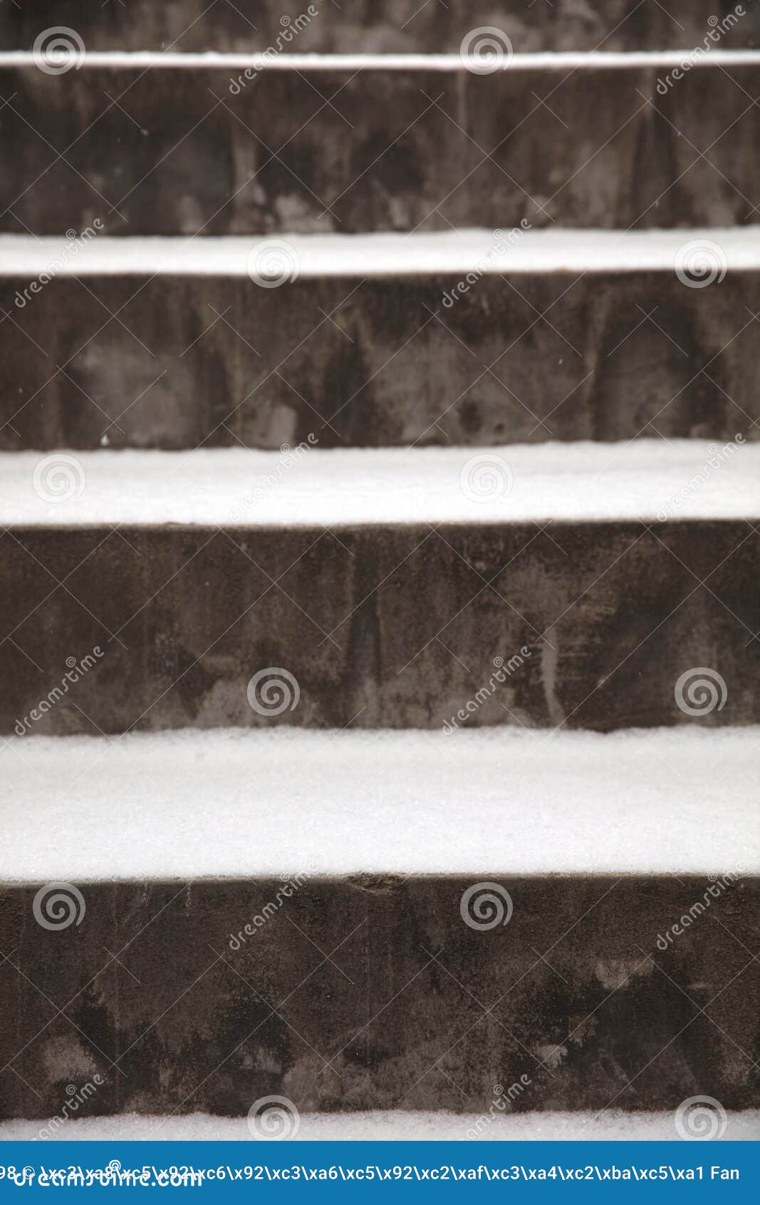 Outdoor Stairs and a Thin Layer of Snow Stock Photo - Image of cold ...