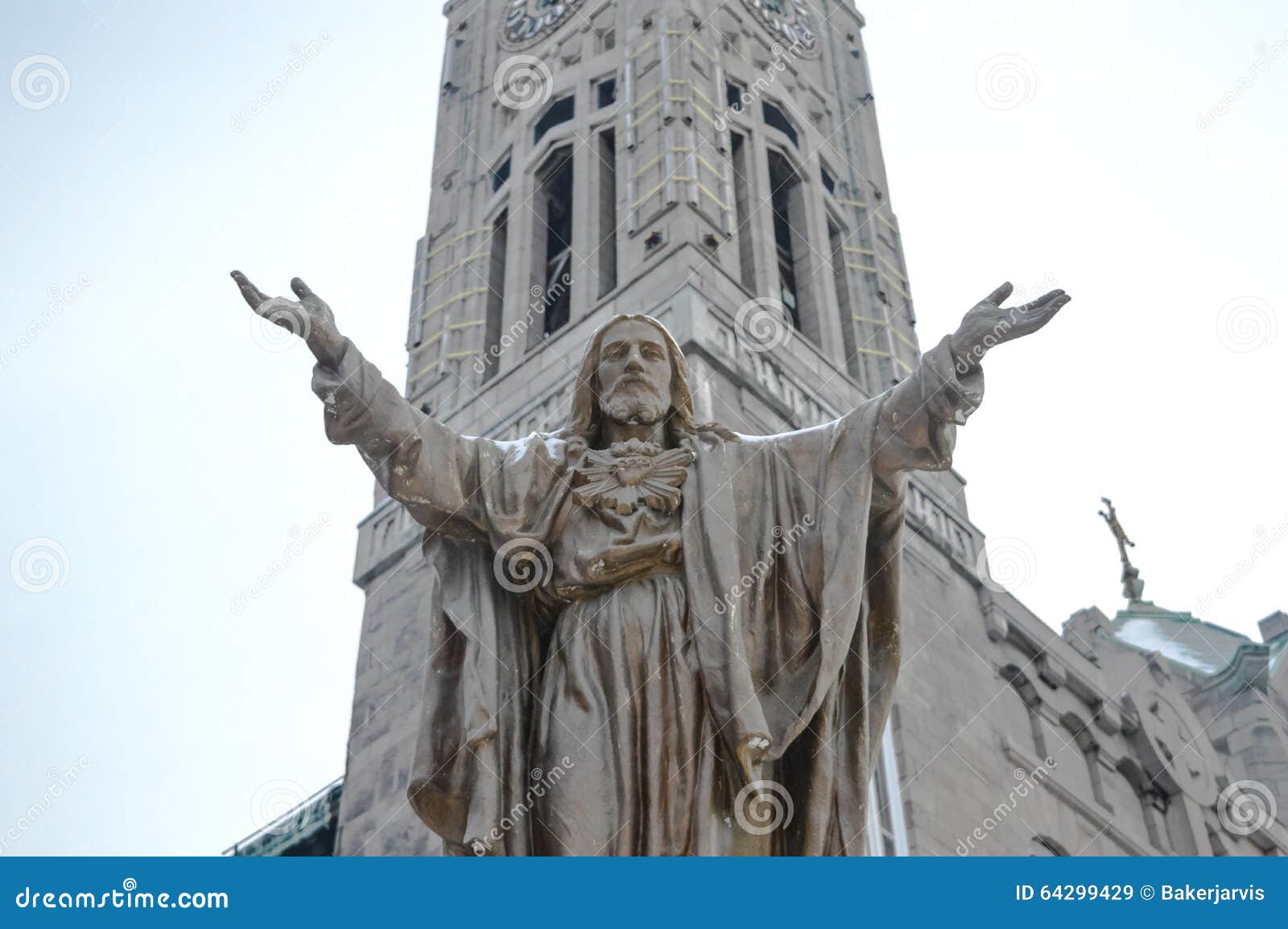 Outdoor Statue of Jesus with Open Arms Stock Image - Image of long ...