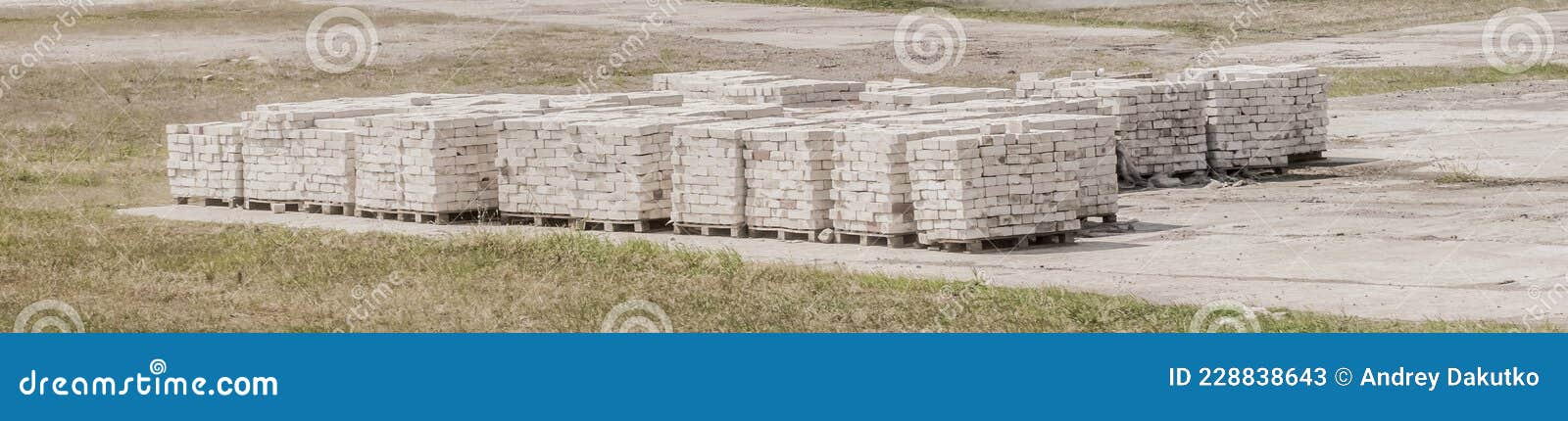 Outdoor Storage of White Brick Blocks of Building Materials in a ...