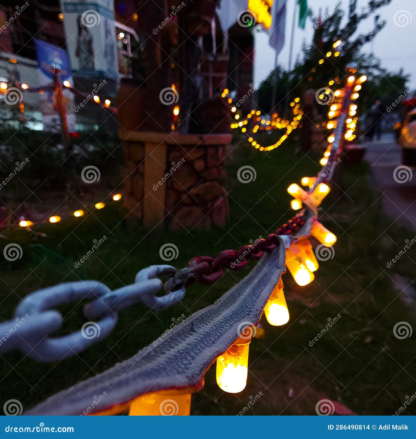Outdoor String Lights for Celebrations Stock Photo - Image of plant ...