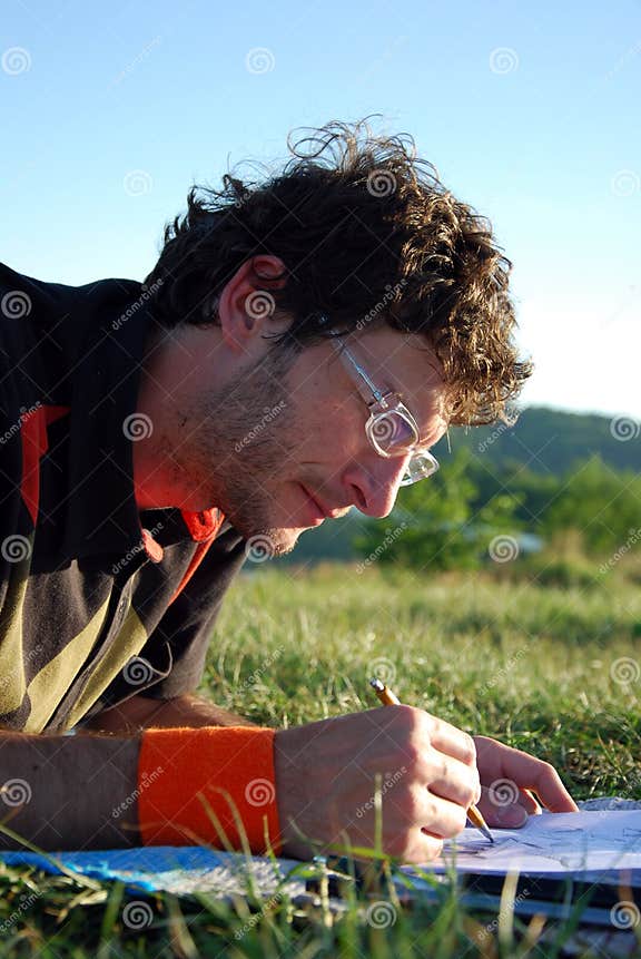 Outdoor study stock image. Image of drawing, meadow, doodle - 9410641