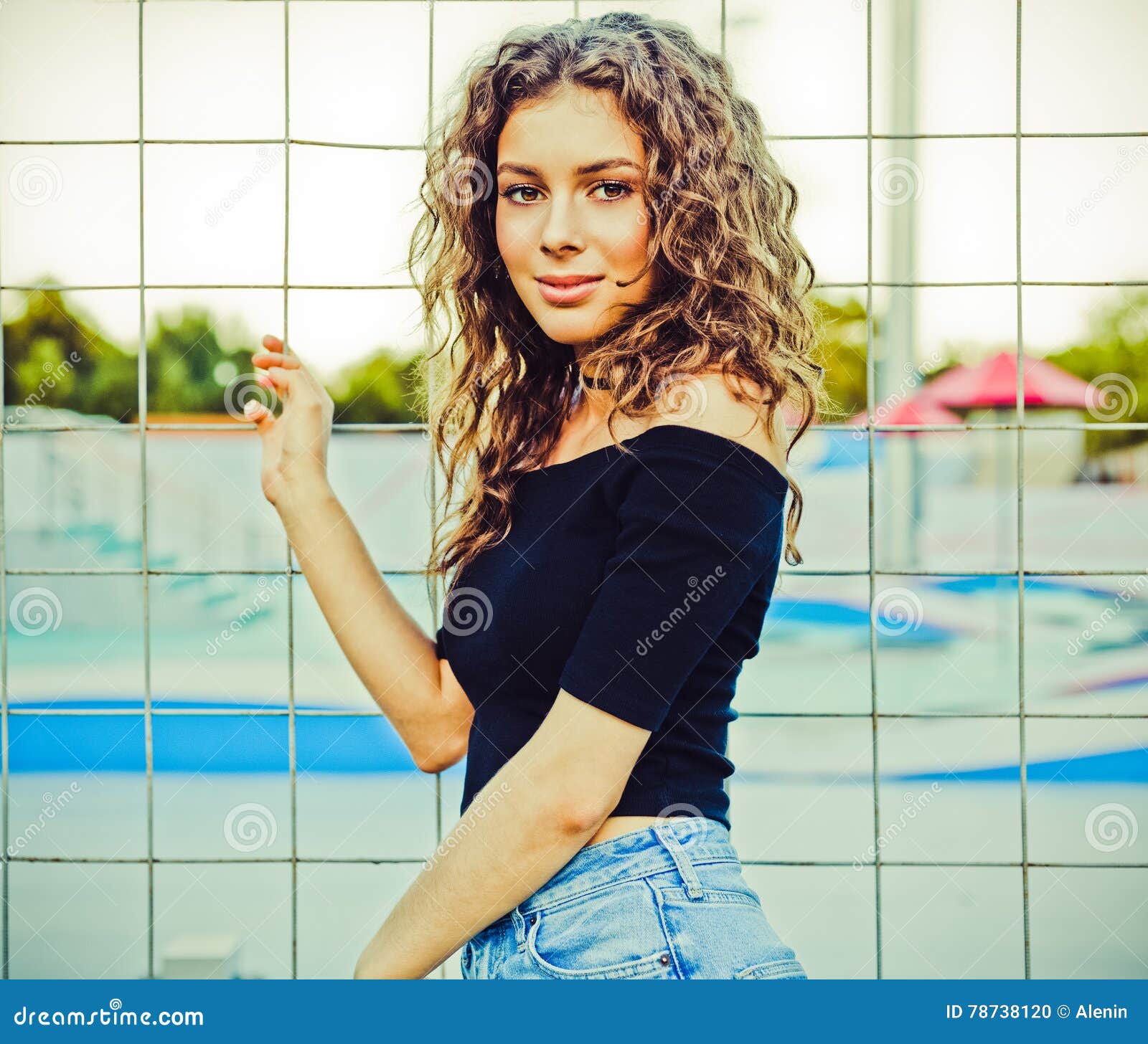 Outdoor Summer Fashionable Sensual Portrait Of A Beautiful Brunette
