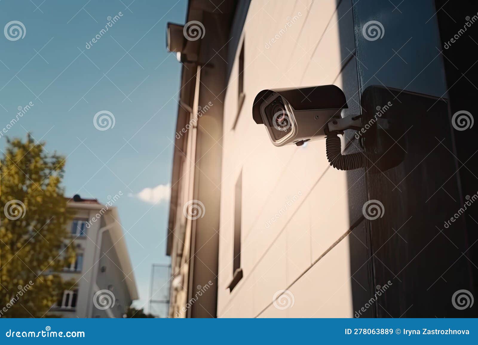 Outdoor Surveillance Camera on the Building. Generative AI Stock ...