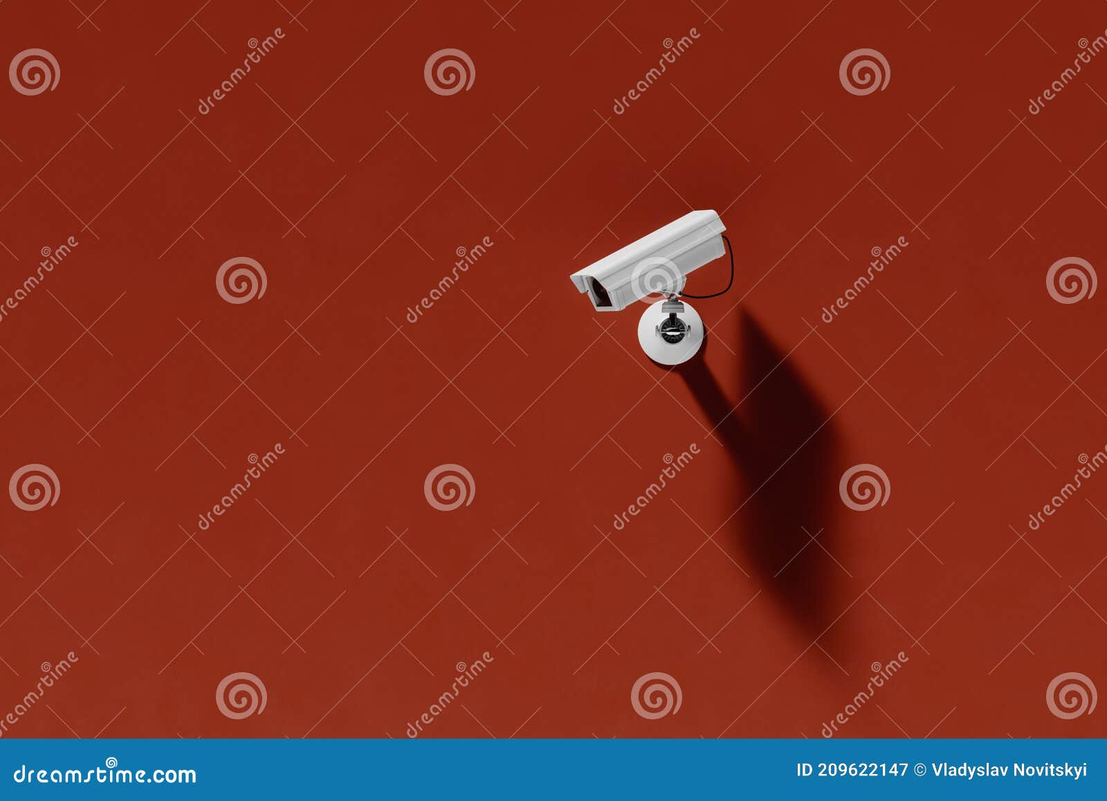 Outdoor Surveillance Camera on a Red Background Stock Image - Image of ...