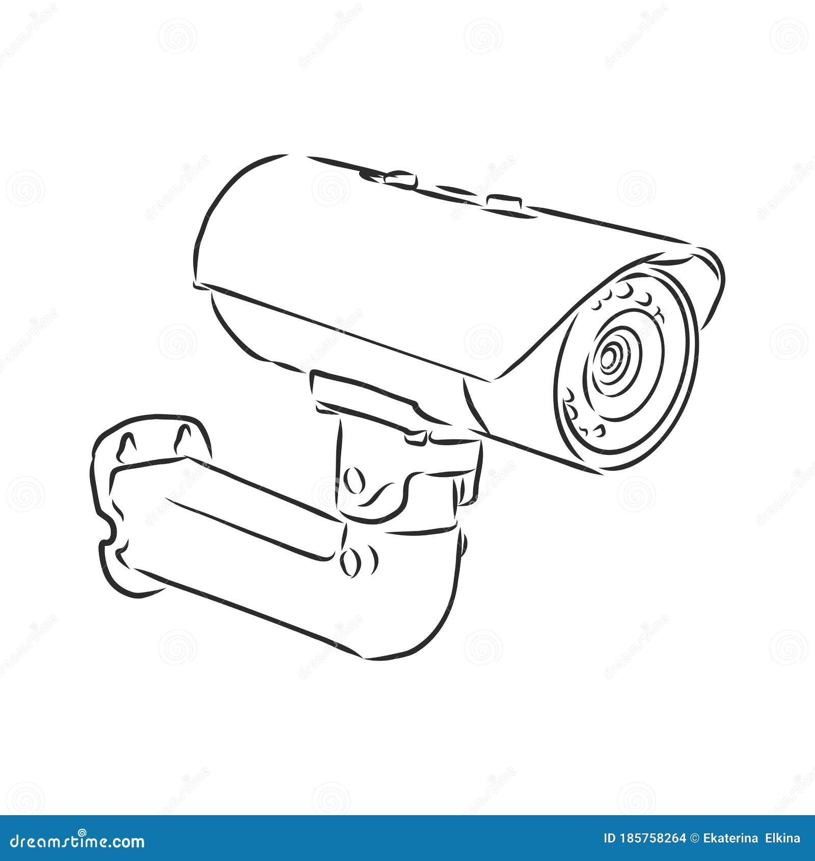 Outdoor Surveillance Camera. Security Camera Vector Sketch Illustration ...