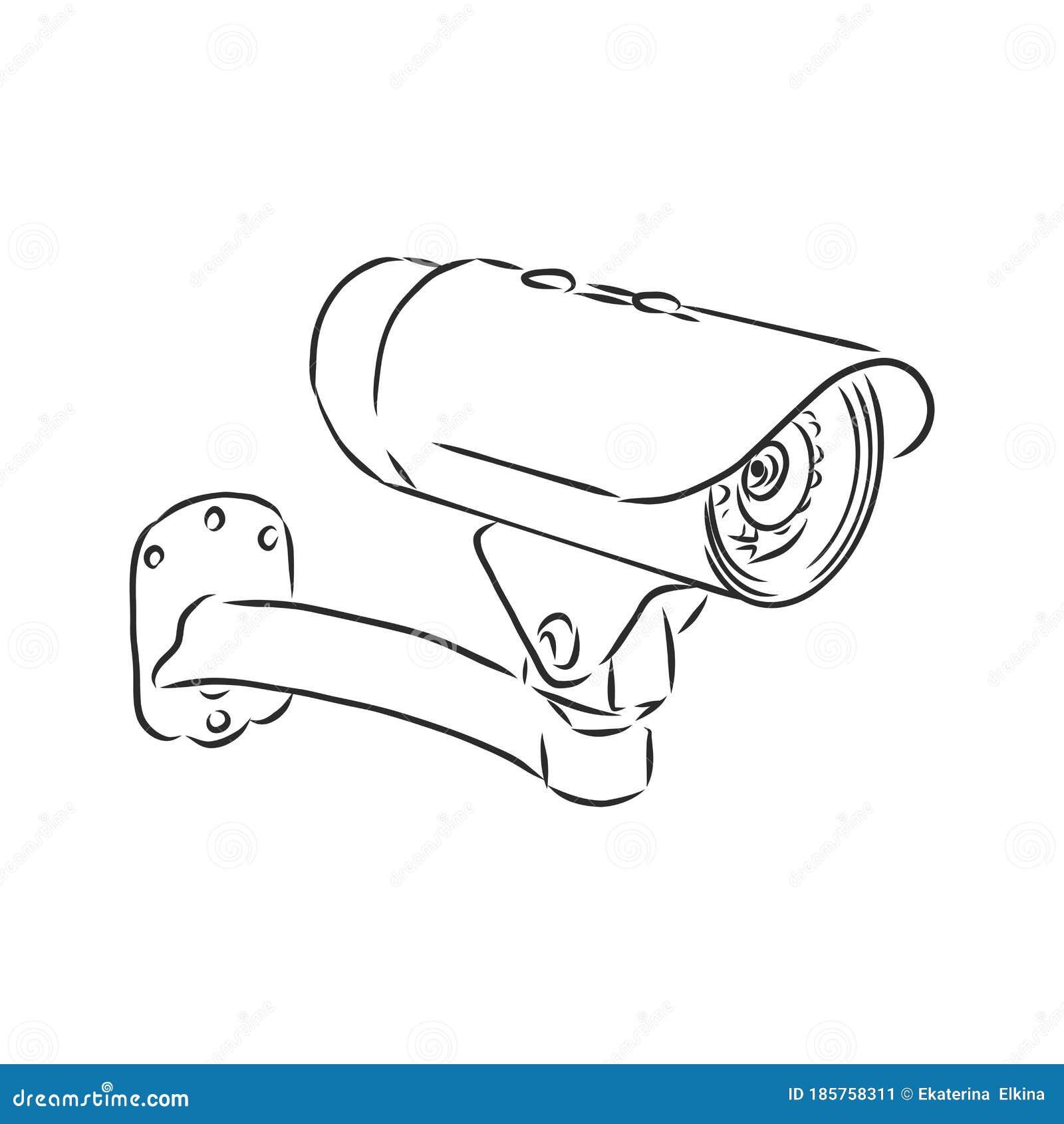 Outdoor Surveillance Camera. Security Camera Vector Sketch Illustration ...