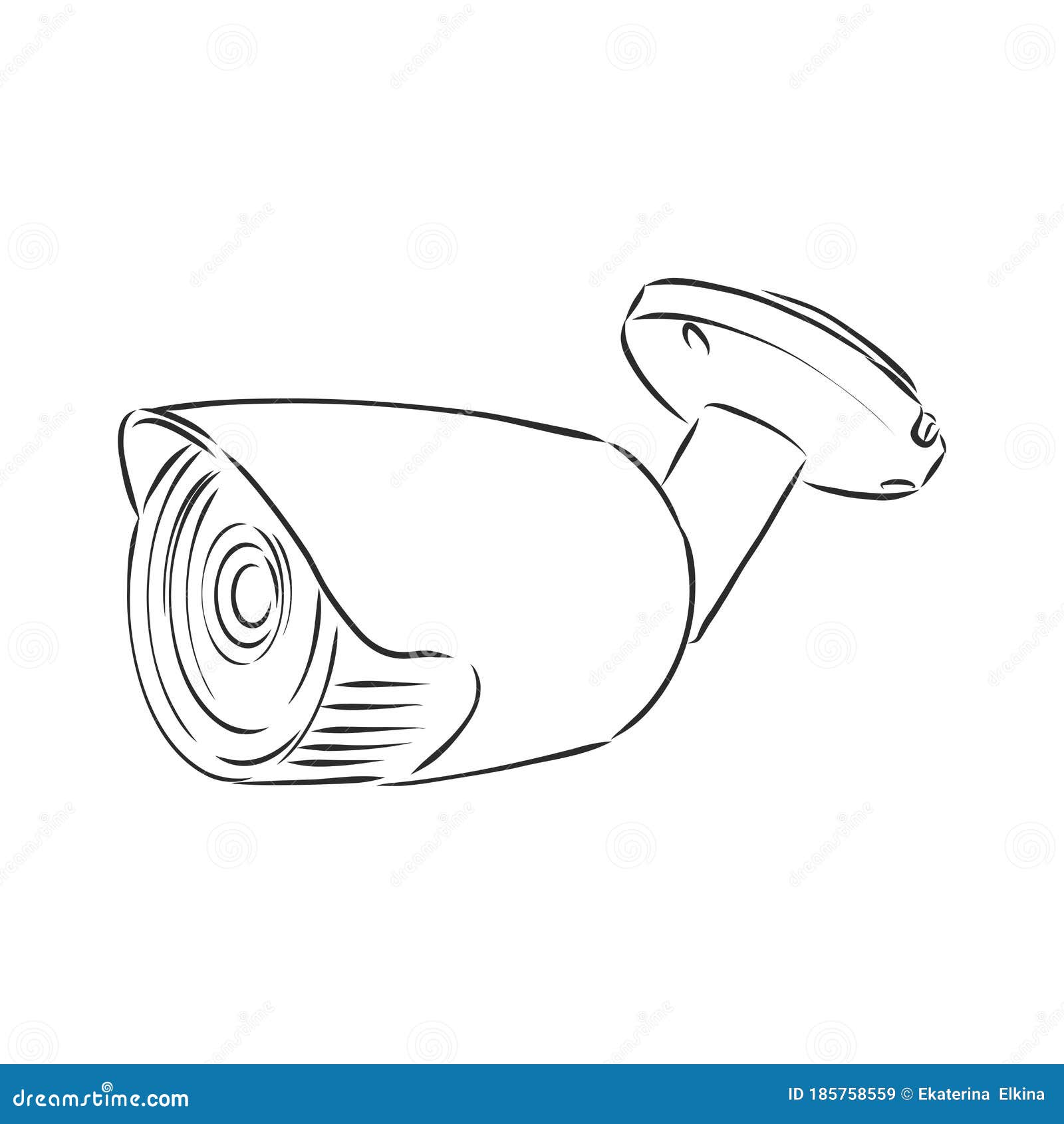 Outdoor Surveillance Camera. Security Camera Vector Sketch Illustration ...
