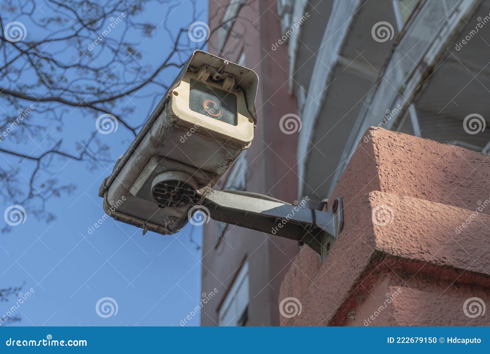 Outdoor Surveillance or Security Camera Installed on the External Wall ...