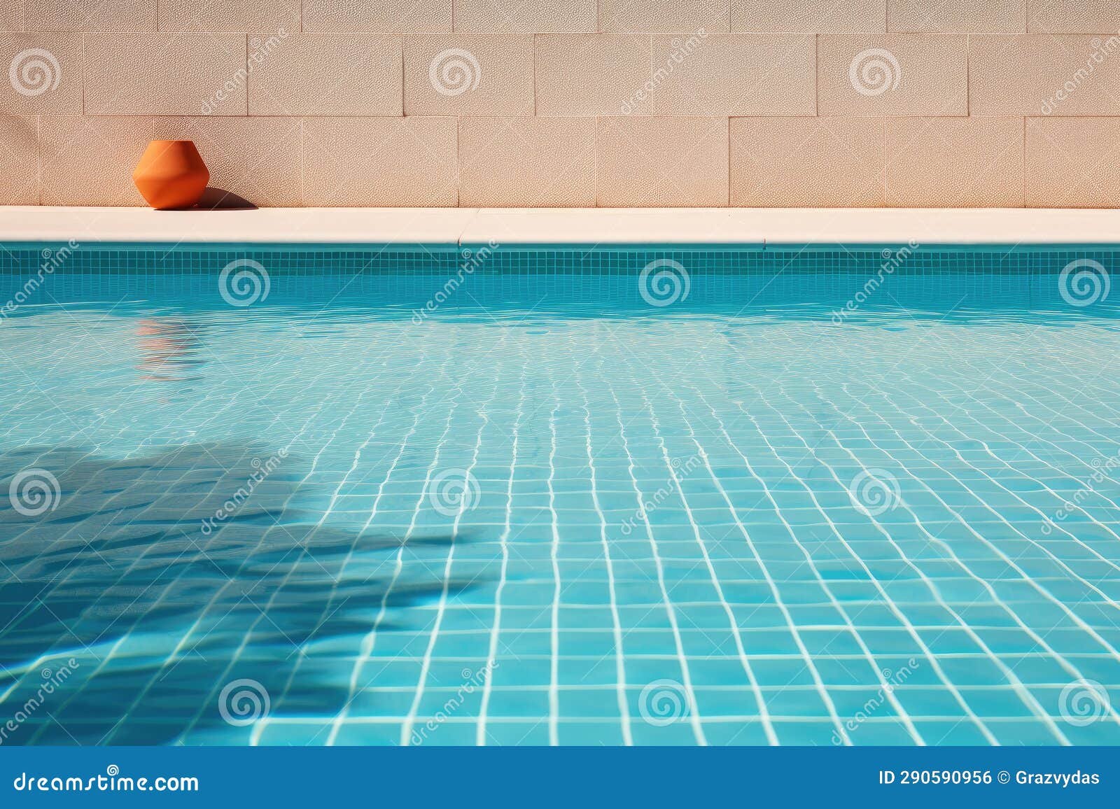 Outdoor Swimming Pool with Concrete Block Wall Stock Illustration ...