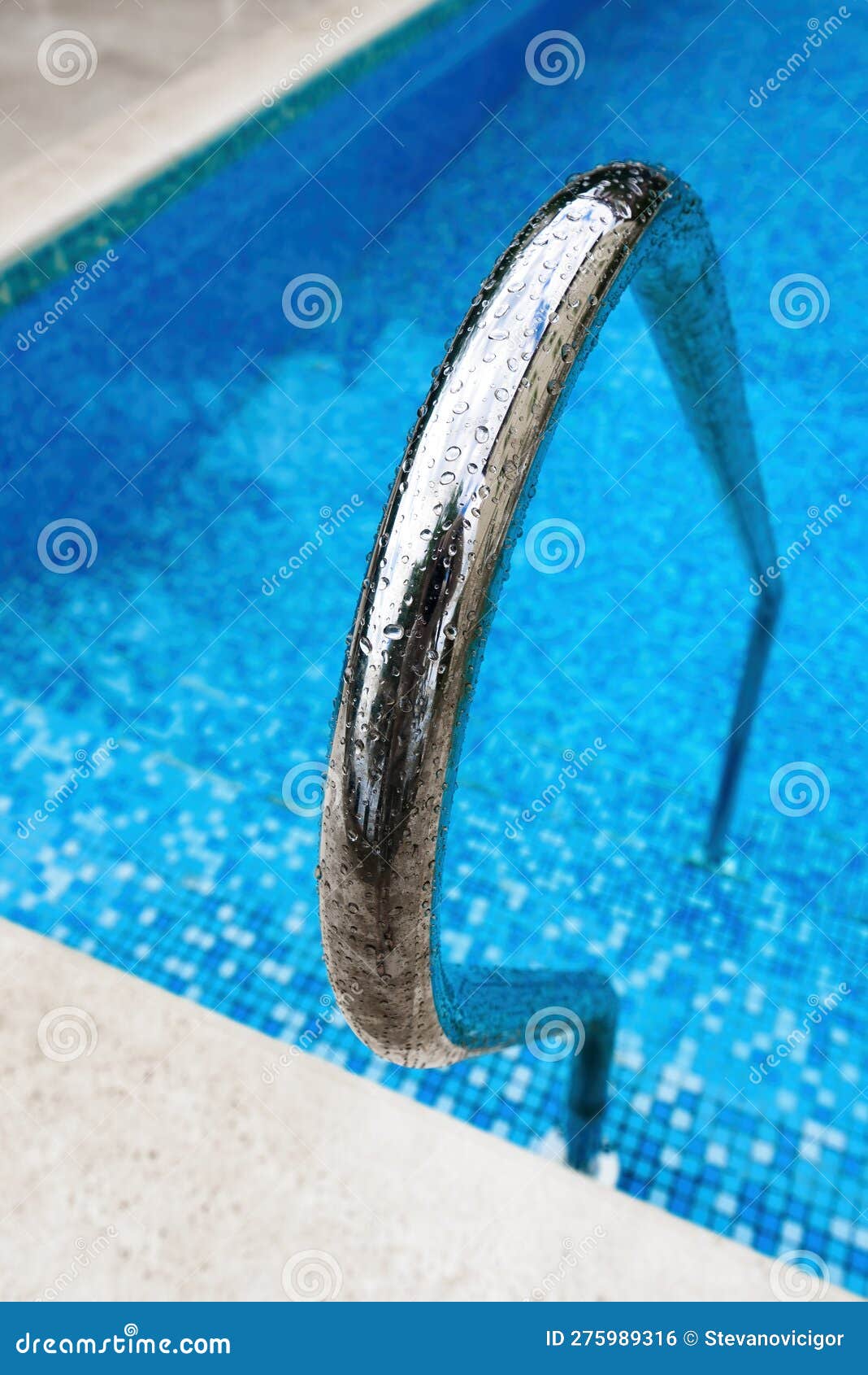Outdoor Swimming Pool Railing with Water Drops Stock Photo - Image of ...