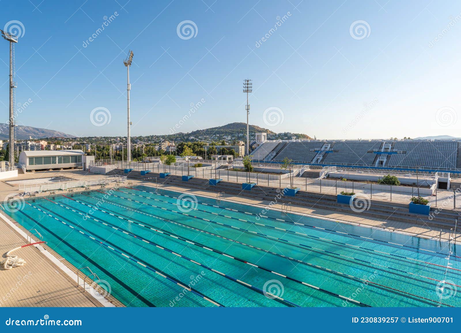 Outdoor Swimming Pool with Sunlight Stock Image - Image of tourism ...