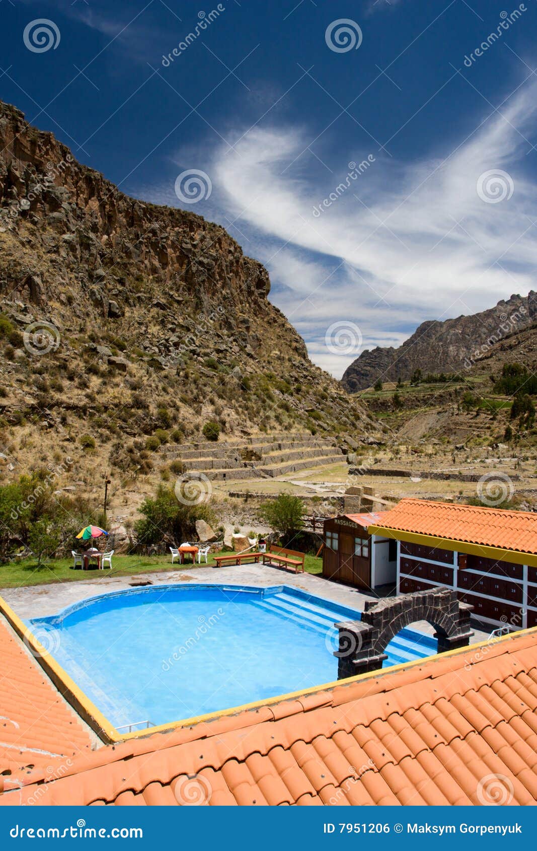Outdoor Swimming Pool on Thermal Spring in Peru Stock Photo - Image of ...