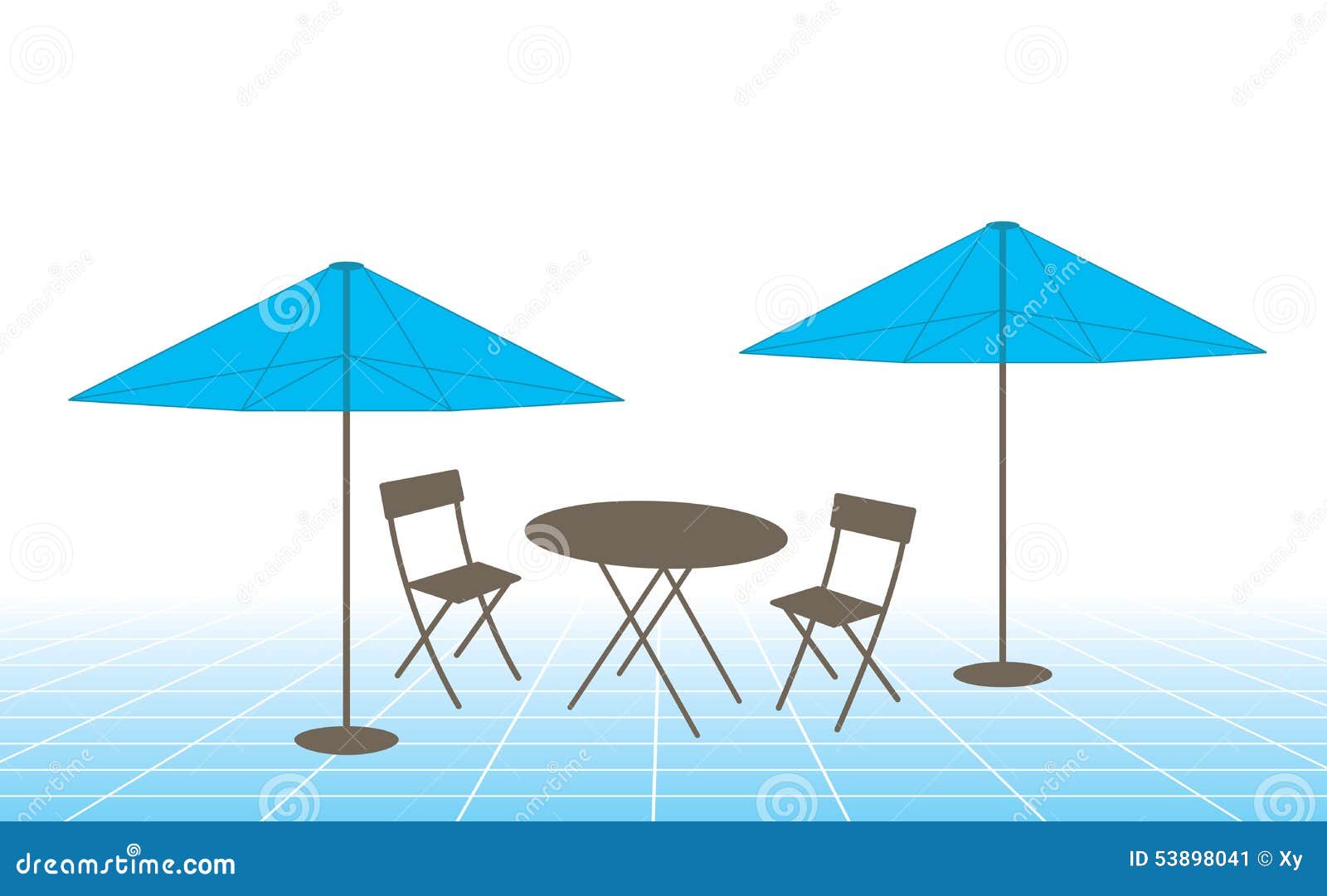Outdoor Table, Chairs and Umbrellas Stock Vector - Illustration of ...