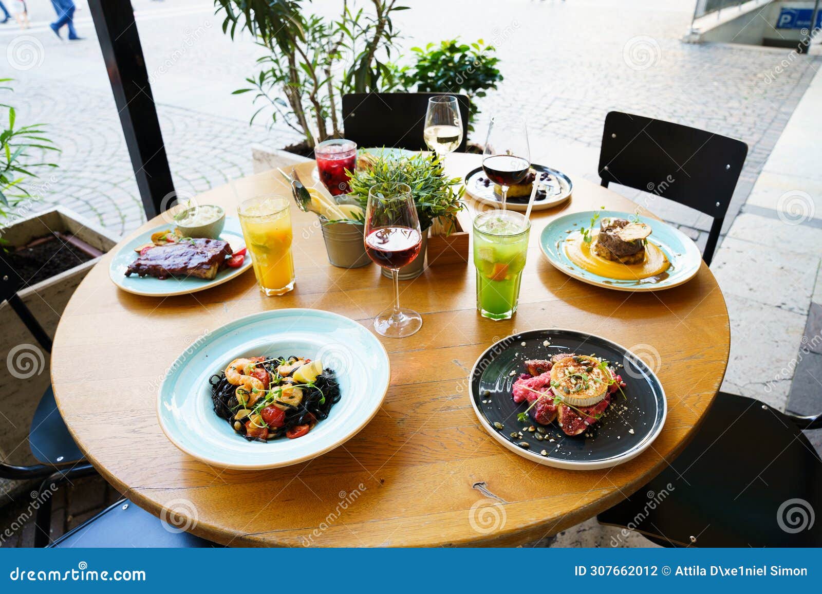 Outdoor Table Full with Food, Different Menus Stock Photo - Image of ...