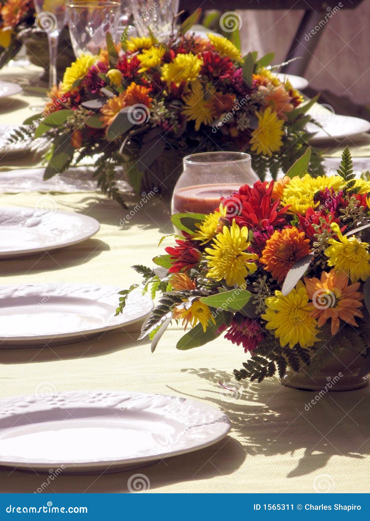 Outdoor Table Setting with Flowers Stock Image - Image of outside ...