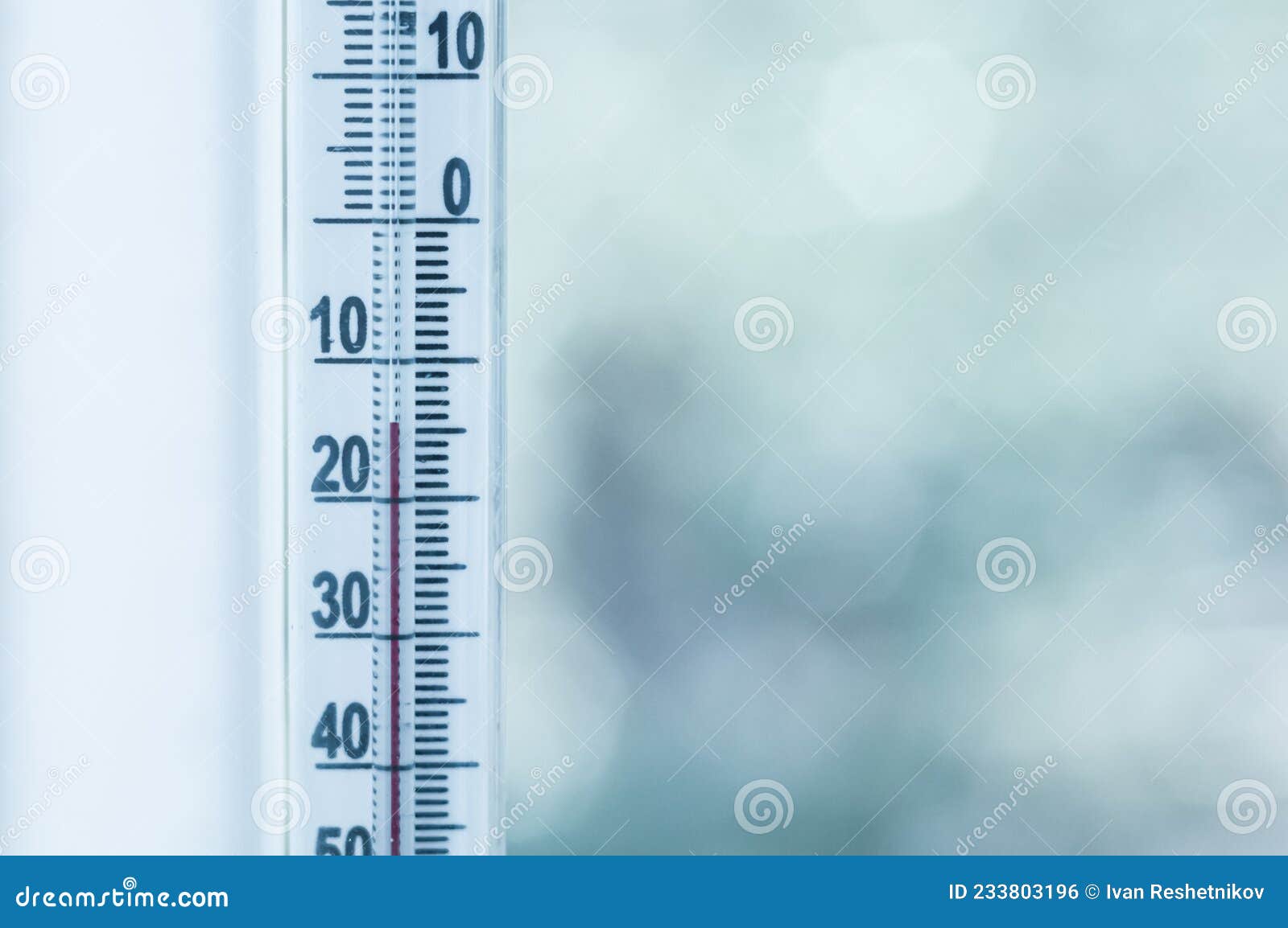 Outdoor Thermometer in Degrees Celsius Close-up. Sub-zero Temperature ...