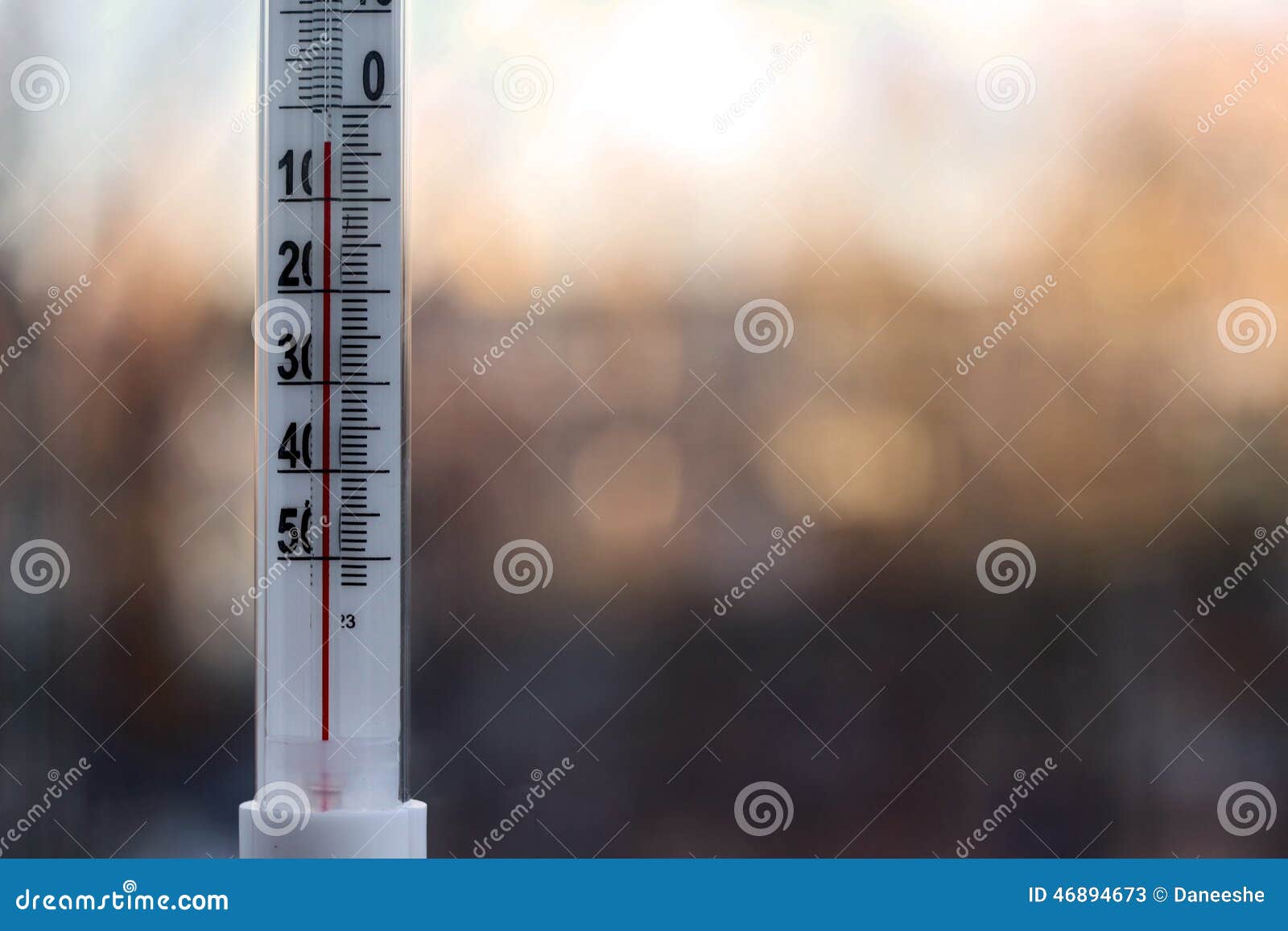 Outdoor Thermometer with Negative Mark Temperature on Blurred ...