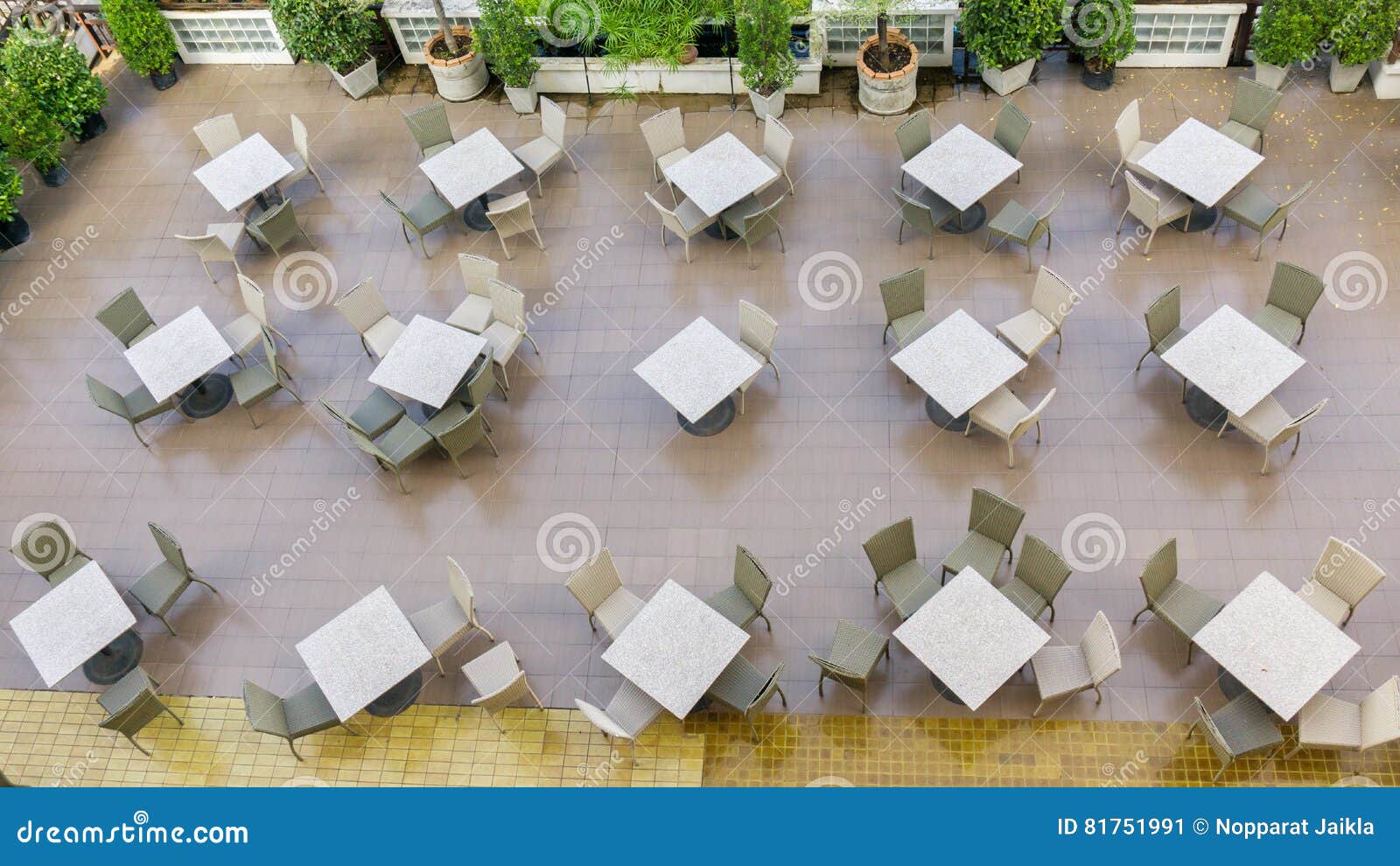 Outdoor Top View of the Empty Chairs and Table Stock Image - Image of ...