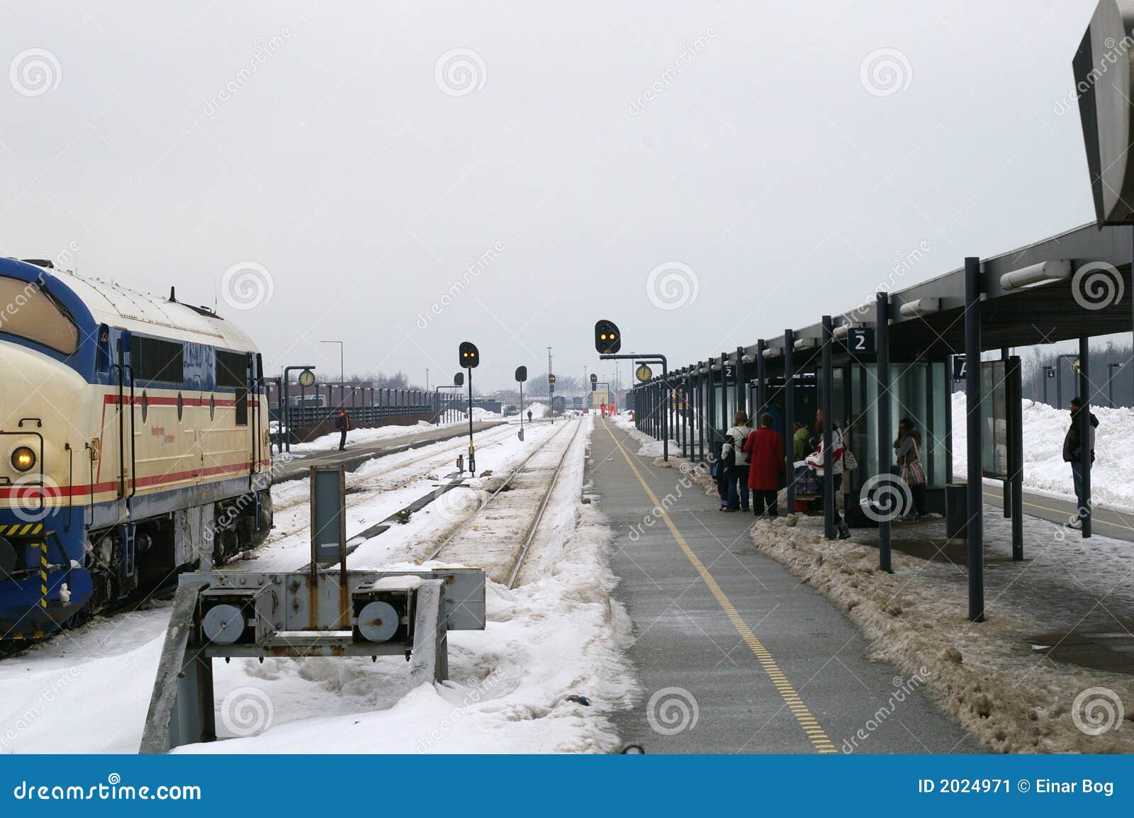 Outdoor Train Station in Winter Stock Image - Image of frigid, station ...
