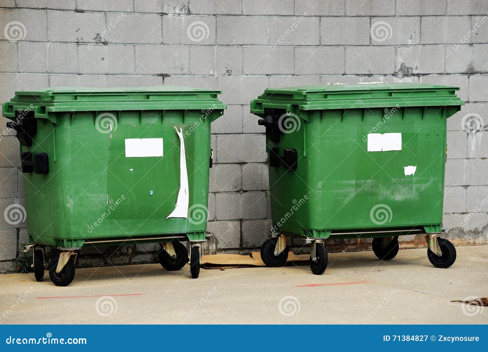Outdoor Trash Bins in a Row Stock Image - Image of plastic, symbol ...