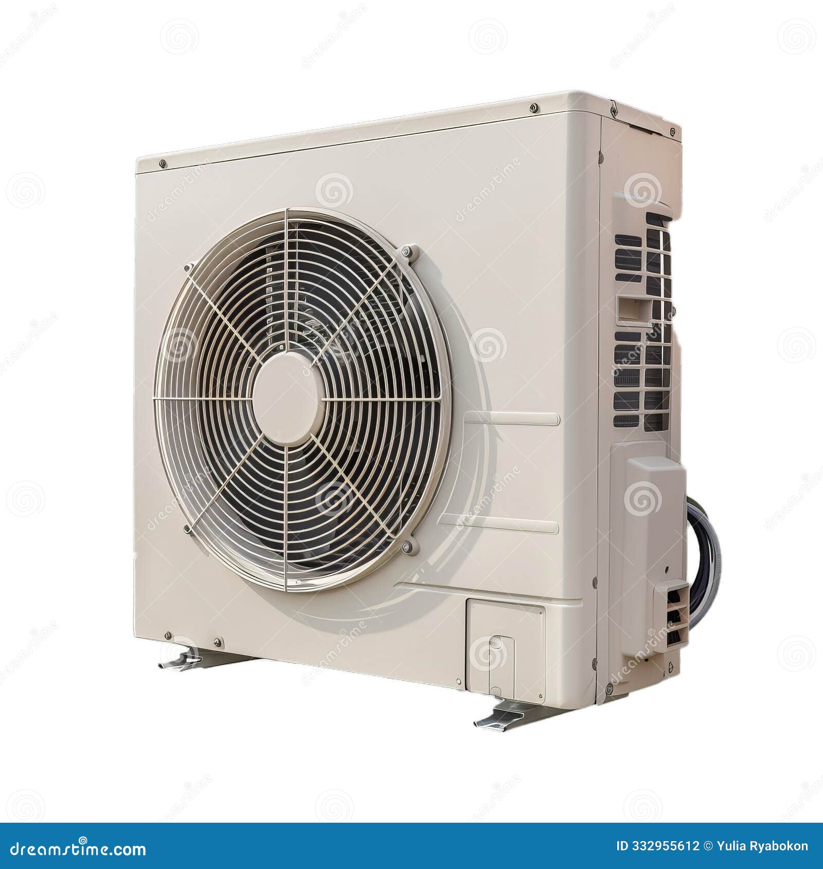 Outdoor Unit of Air Conditioner with Fan Working Isolated on White ...
