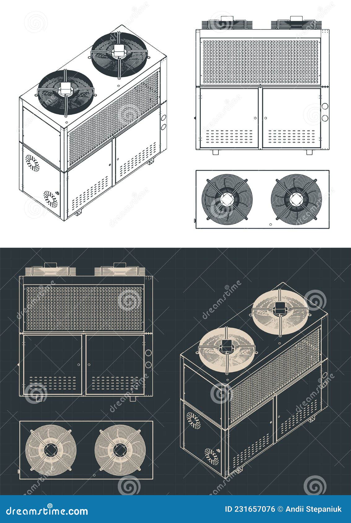 Outdoor Unit of Industrial Air Conditioner Blueprints Stock Vector ...