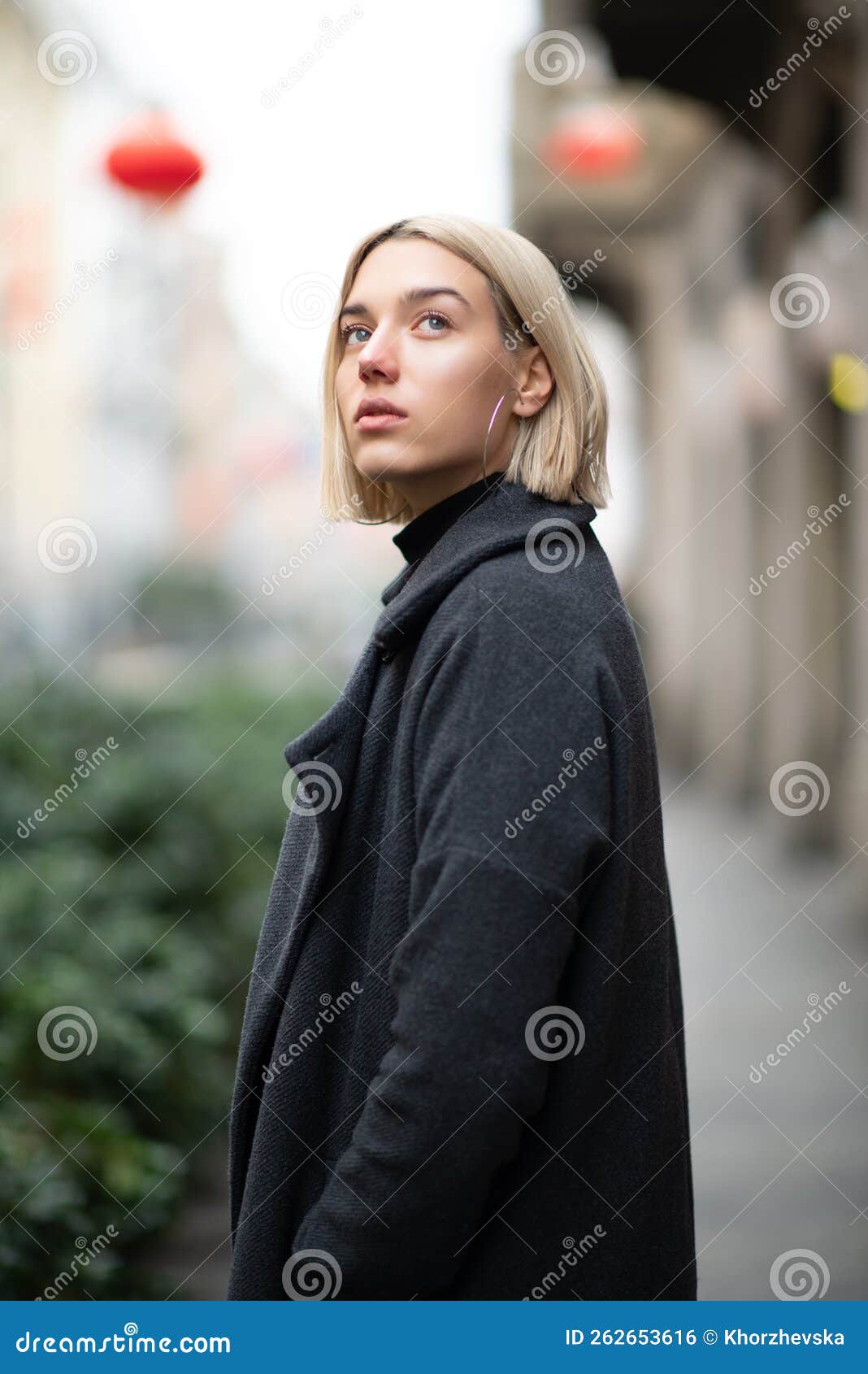 Outdoor Urban Female Portrait Fashion Model Young Woman Posing In