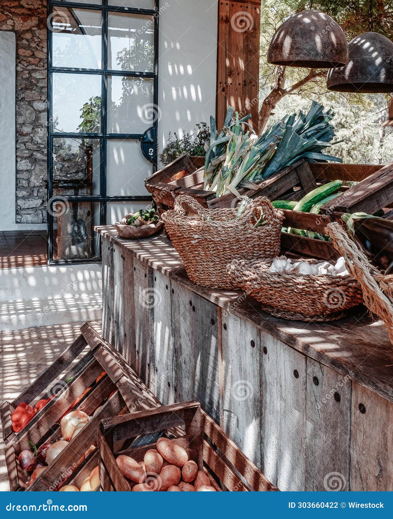 Outdoor Vegetable Stand Displaying an Array of Fresh Produce Stock ...