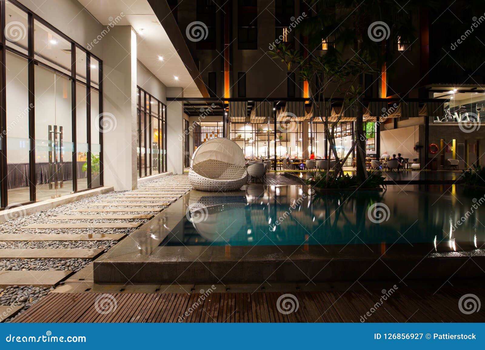 Outdoor View of Modern Restaurant Building Stock Image - Image of ...
