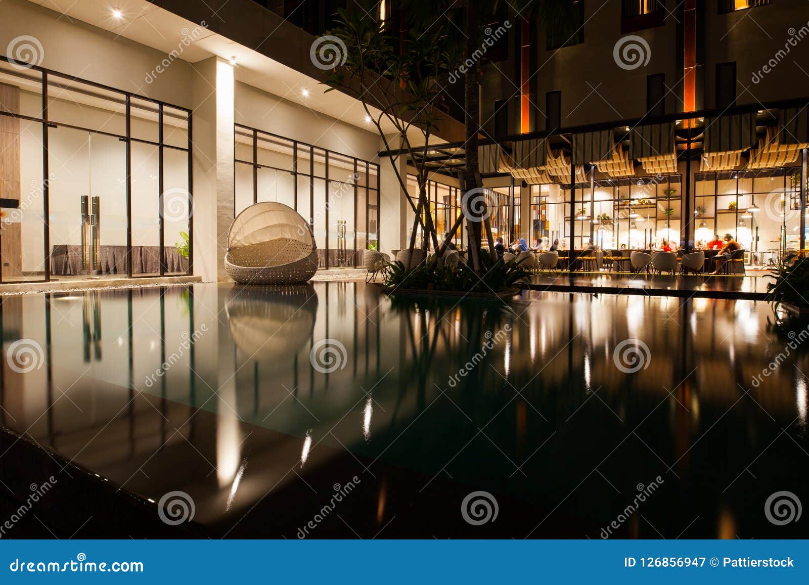 Outdoor View of Modern Restaurant Building Stock Image - Image of earth ...