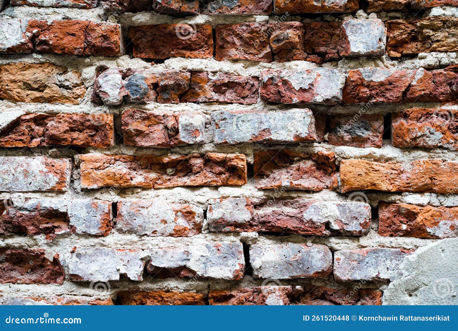 Outdoor Vintage Brickwall with Damaged Plaster. Grungy Stone Wall ...