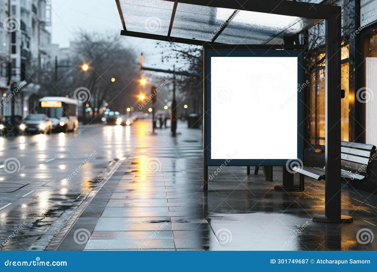 Outdoor White Blank Empty Advertising Mockup for Advertising Stock ...