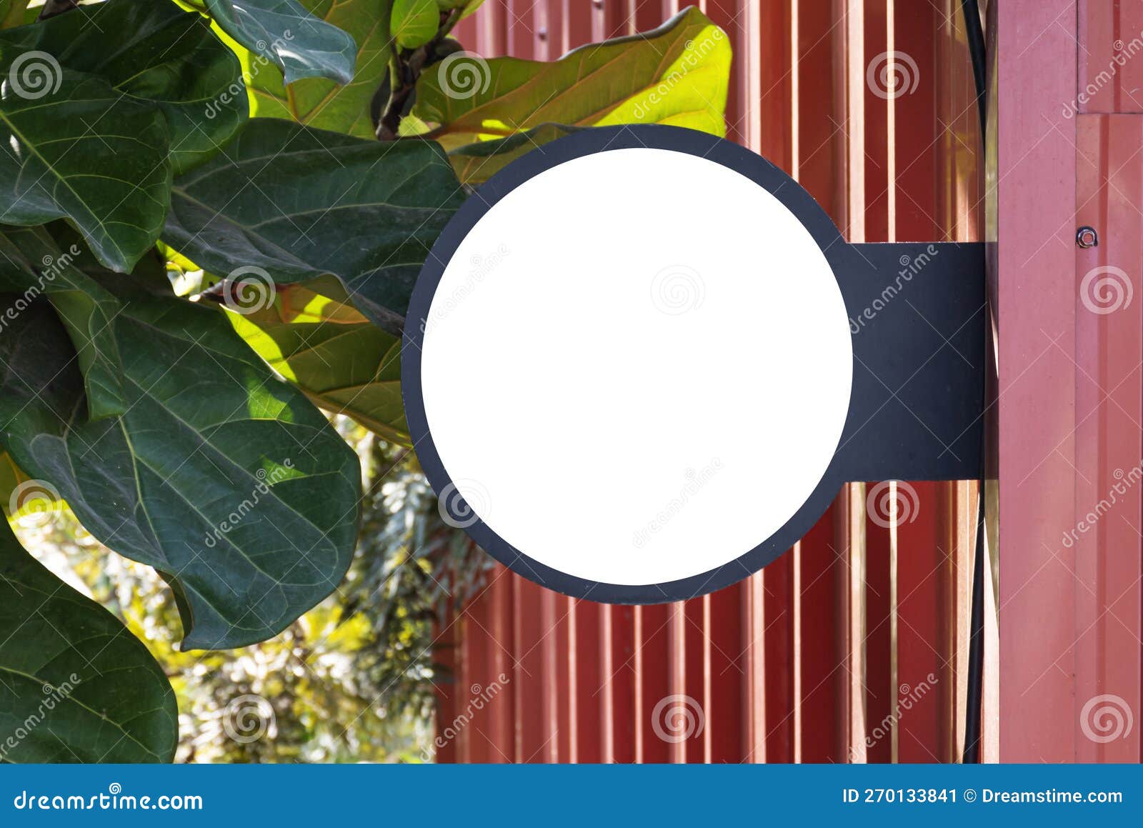 Outdoor White Circle Sign on Wall Stock Image - Image of entrance ...