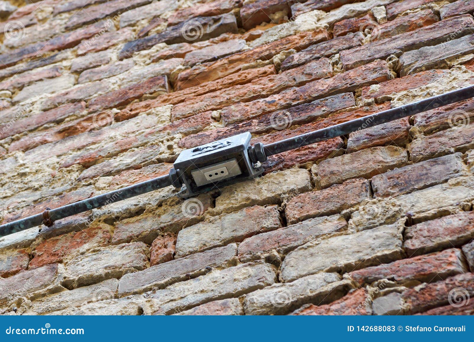 Outdoor White Electrical Outlet on Brick Wall Stock Image - Image of ...