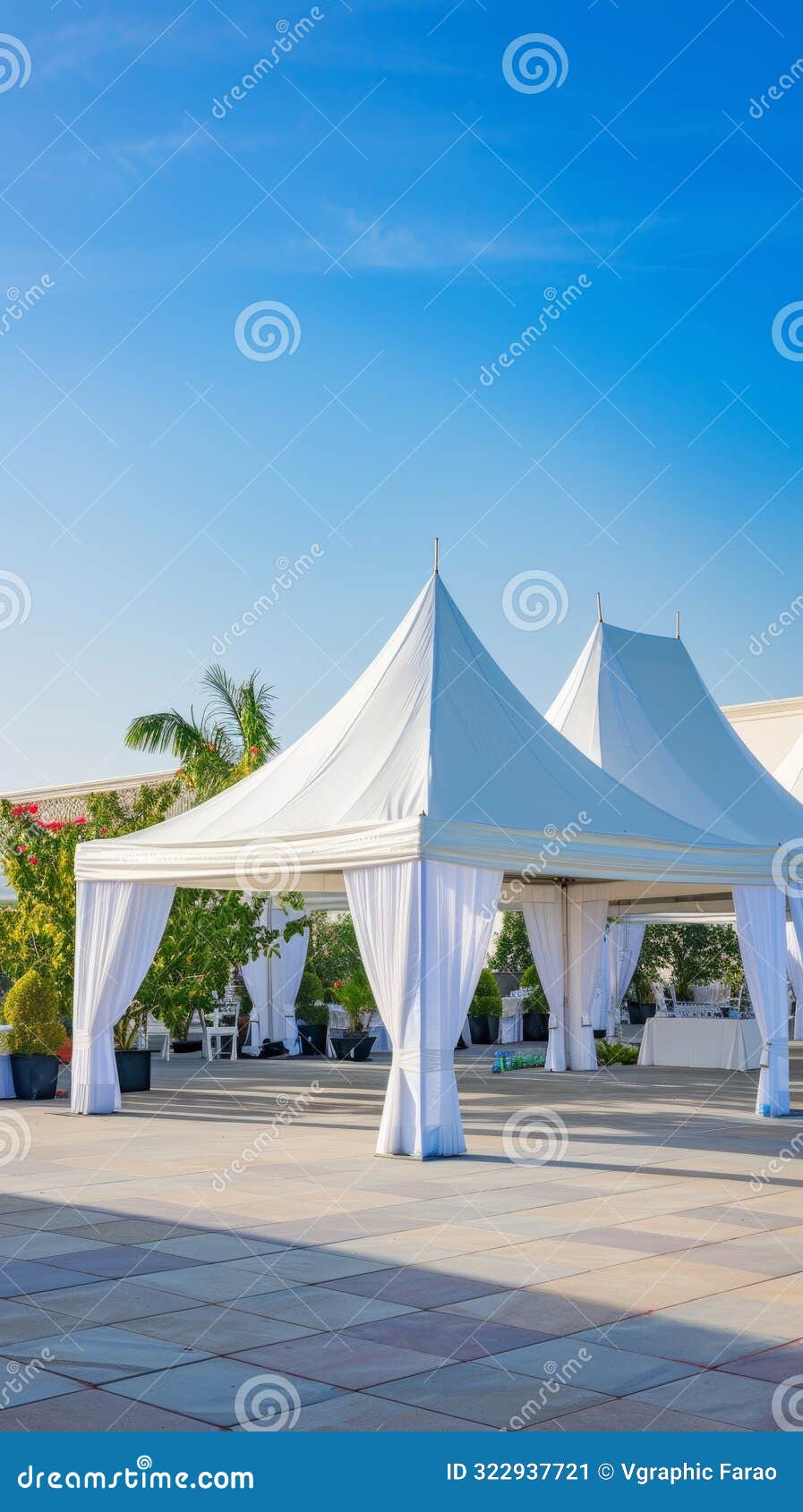 Outdoor White Tents Setup for Event with Clear Blue Sky Stock Image ...