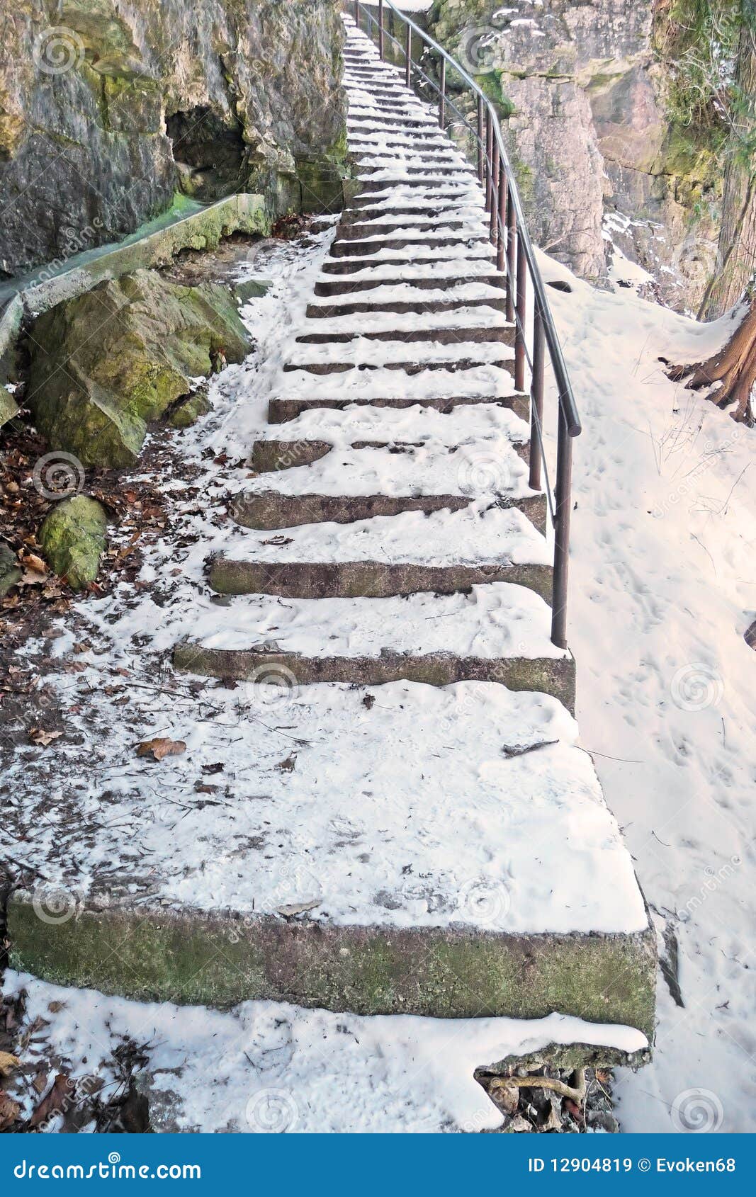 Outdoor Winter Steps in Natural Setting Stock Image - Image of gorge ...