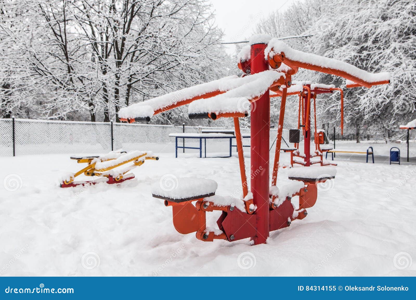 Outdoor Workout Gym with Training Gear in Winter Stock Image - Image of ...